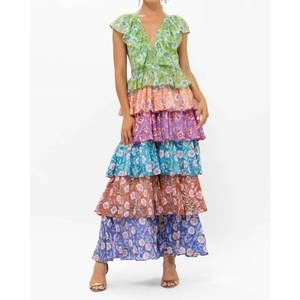 Oliphant | Dresses | New Oliphant Yoke Ruffle Maxi Dress In Amalfi Lime ...